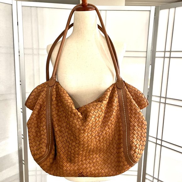 Donna Dixon | Bags | Donna Dixon Large Brown Woven Leather Shoulder Bag ...
